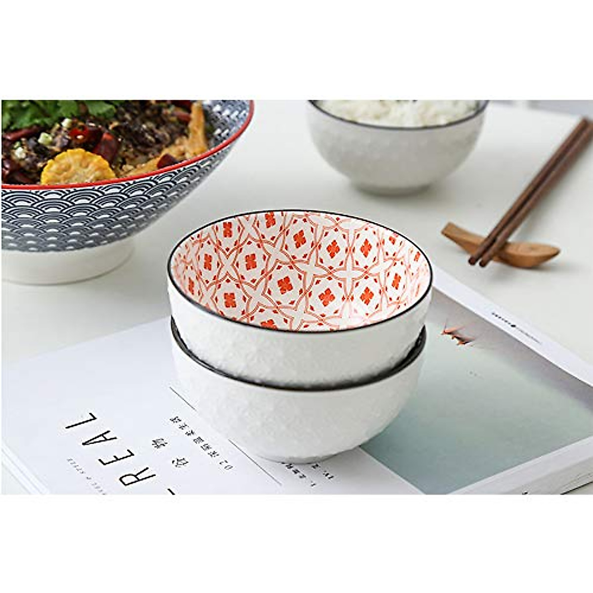 Maypink Porcelain Cereal Bowls Set Ceramic Bowls Set of 8 - 4.5 inches Vibrant Colors Soup Bowls Cute Oatmeal Bowls for Pasta Small Salad Stews Rice Microwave and Dishwasher Safe (8, 4.5-inch)