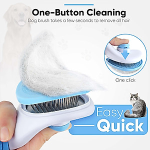 Cat Brush Self Cleaning Slicker Brush with Release Button, Dog Shedding Brush for Grooming, Cat Comb Pet Massage Tool Suitable for Long or Short Pet Hair Cleaner, Removes Tangles & Loose Fur