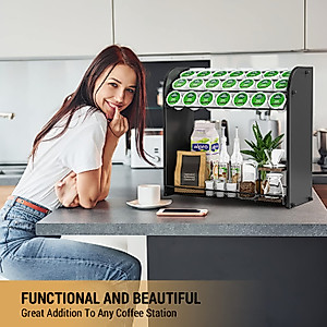 K Cup Coffee Pod Holder - K Cup Holders for Counter, K Cup Holder, Coffee Pod Organizer for Coffee Bar Accessories, Easy Assembly, KCup Coffee Station Organizer for Countertop, Home or Office (Black)