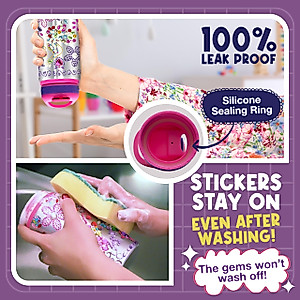 PURPLE LADYBUG Decorate Your Own Water Bottle Kits for Girls - 5 6 7 8 Year Old Girl Gifts, Girl Birthday Gift, Arts and Crafts for Kids Ages 6-8 Girls Water Bottles for School, Crafts for Girls 8-12