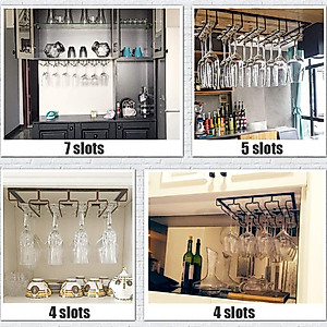 Maryaz Wine Rack,Wine Glass Rack,Home Metal Under Cabinet Glass Holder Hanging Hanger Stemware Holder,Wine Bottle Storage,Wine Storage Rack,for Home Kitchen Bar Wine Cellar/3 Rows