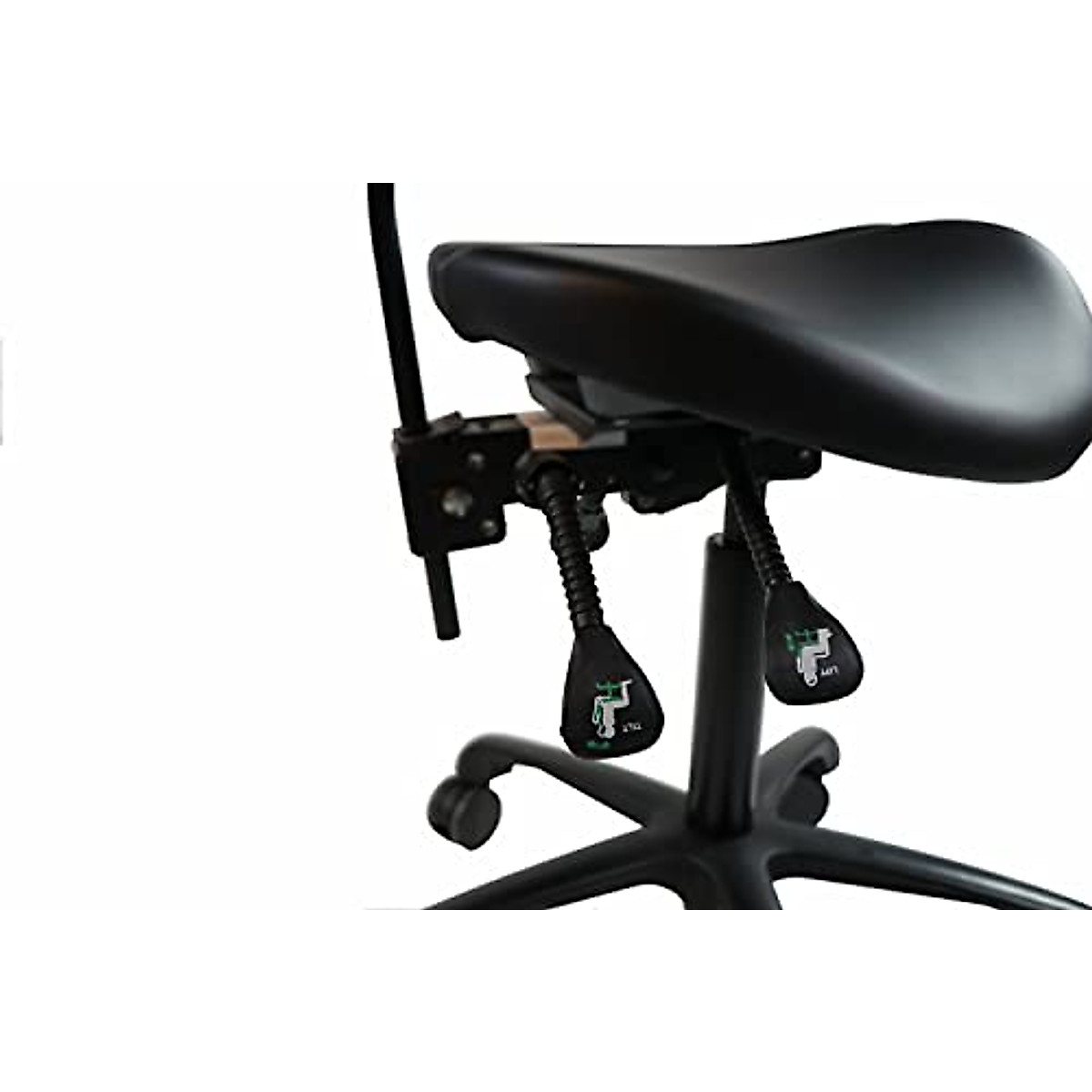 Master Massage Berkeley Ergonomic Split Seat Style Backrest Saddle Stool with Two Tilting Option in Black with Black Aluminum Base,Split Style Backrest