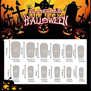 GLAMERMAID Black Press on Nails Medium Square, Tie Dye Gothic Fake Nails Tips Short Square, Ombre Color Oil Paint Glue on Nail Summer Glossy Gel Set, Reusable Acrylic False Nail Manicure Kit for Women