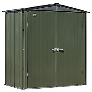 Scotts 6' x 3' x 6' Garden Storage Cabinet, Compact Outdoor Lockable Metal Shed Kit for Backyard, Patio, and Lawn