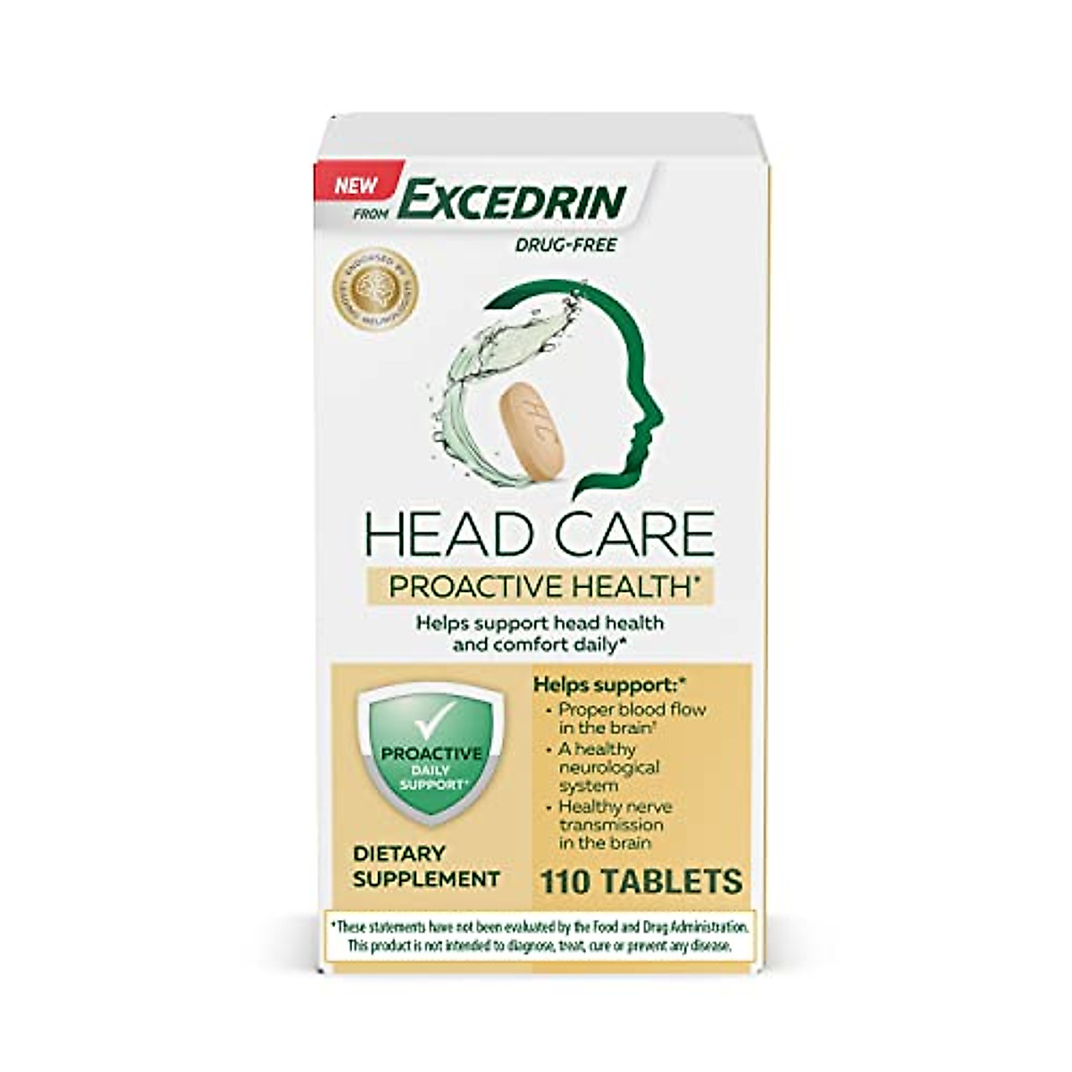 Head Care Proactive Health From Excedrin Dietary Supplement to Support Head Health and Comfort Daily - 110 Count