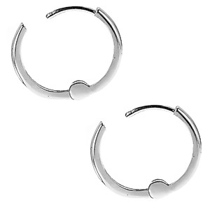 Ritastephens 10k White Gold Mini Huggies Hoops Earrings 1.5x9 Mm