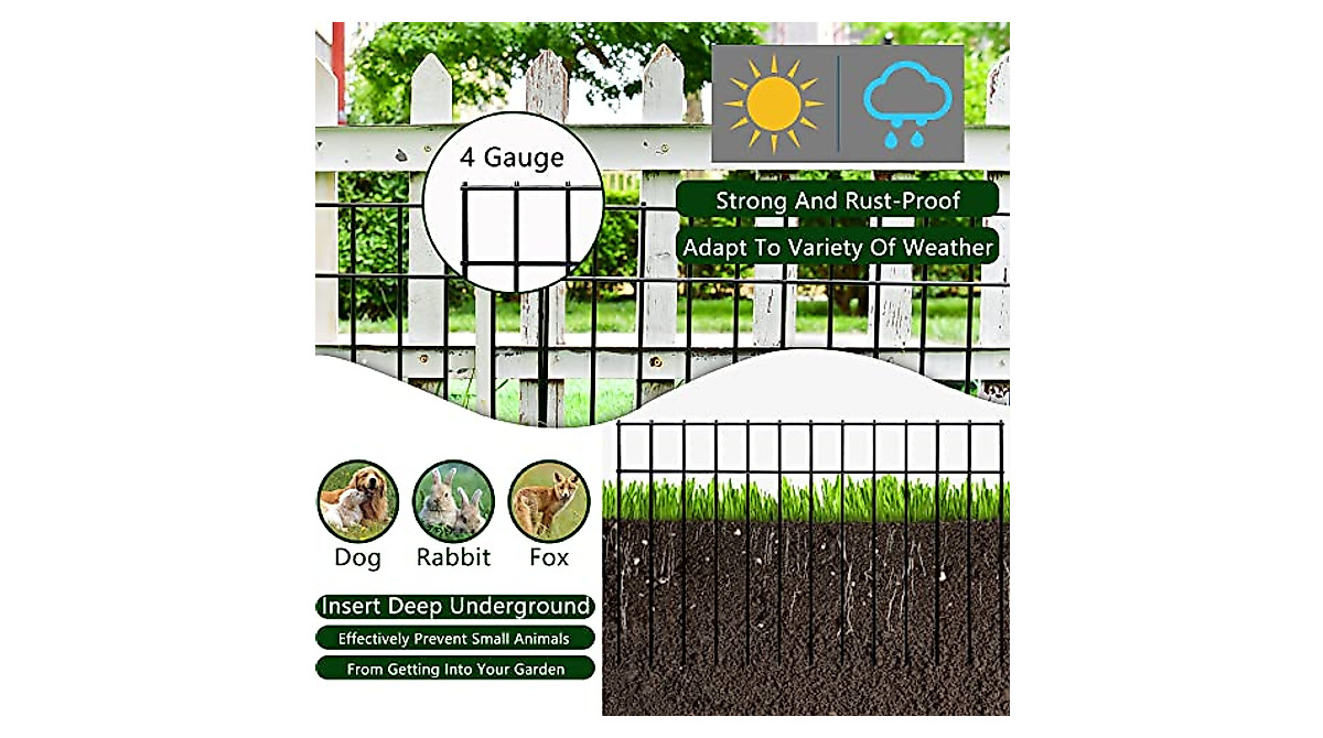 No Dig Animal Barrier Fence - 15 Pack for Yard Protection