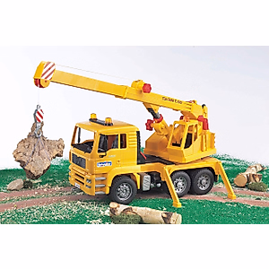 Bruder 02754 Man Crane, 1:16 Scale Toy Truck for Construction Pretend Play