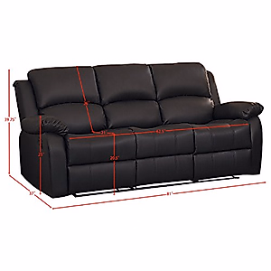 Homelegance Clarkdale Double Reclining Sofa with Drop Down Cup Holders, Br Brown