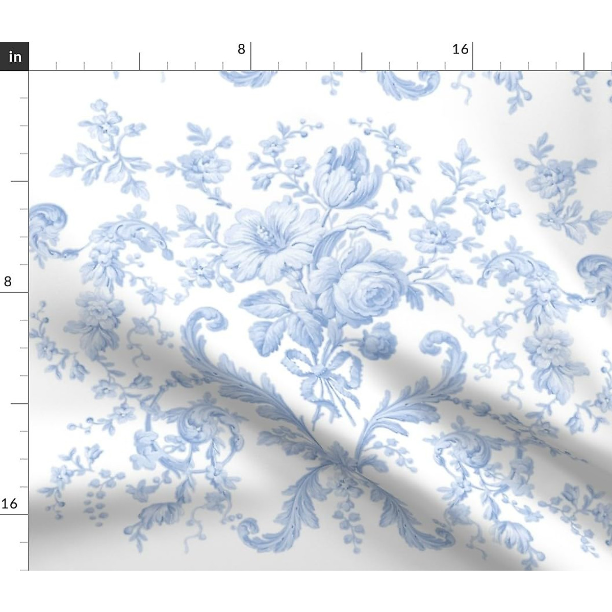 Spoonflower Fabric - Grandmillennial Cottagecore French Countryside Blue and White Floral Printed on Petal Signature Cotton Fabric by The Yard - Sewing Quilting Apparel Crafts Decor