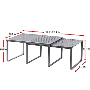 NEX Kitchen Shelf Organizer for Cabinet Counter Cupboard Pantry, Stackable & Expandable, Dark Silver