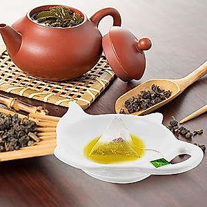 Cabilock Teabag Holder Tea Bag Plate Decorative Ceramic Teabag Tray Delicate Teabag Dish Seasoning Dishes Soy Dipping Bowls Spoon Rests -S