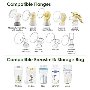 Maymom 3rd Generations Narrow Neck Breastmilk Storage Bag Adapters Compatible with Medela Pumps (All), Selected Ameda Pumps to be Compatible with Lansinoh and Nuk Breastmilk Storage Bags