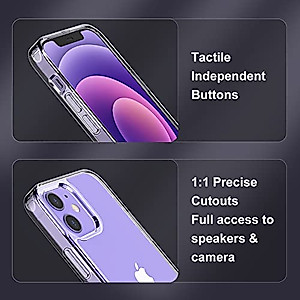 JETech Case for iPhone 12/12 Pro 6.1-Inch with Stand, Support Wireless Charging, Slim Shockproof Bumper Phone Cover, 3-Way Metal Kickstand (Clear)