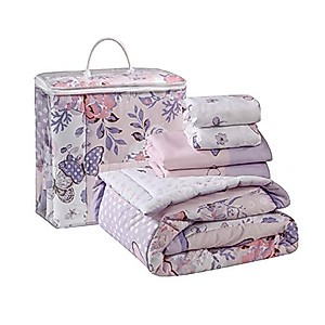 La Premura Lilac Butterfly Baby Girl Crib Bedding Set for Girls – Butterfly 3 Piece Standard Size Crib Bedding Sets in Pastel Pink and Purple
