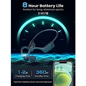 Siniffo Bone Conduction Headphones, 2023 Upgrade Open-Ear Wireless Bluetooth Workout Headphones with Microphones, 8Hr Playtime, Waterproof Earphones for Sports, Running, Gym, Hiking, Cycling