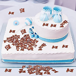 500 Pieces Bear Shaped Confetti Baby Shower Decorations Blue Brown Bear Paper Confetti Bear Table Party Arrangement Sprinkles Bear Birthday Party Decorations for Baby Shower Party Table Home