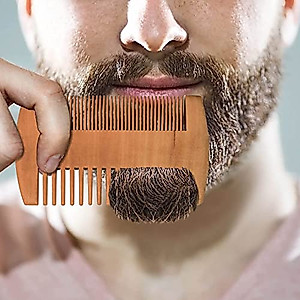 Beard Power Wooden Beard Comb & Durable Case for Men with Sexy Beard, Fine & Coarse Teeth, Pocket Comb for Beards & Mustaches (motorcycle brown)