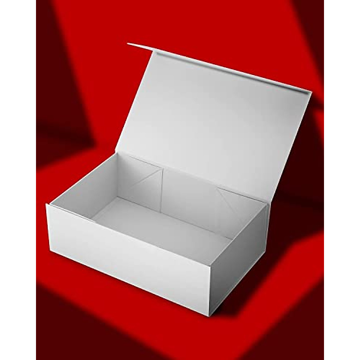 Gift Box with Lid Bridesmaid Proposal Box 14"*9"*4.5" Sturdy Storage Box Collapsible Mother's Day Valentine Gift Box with Magnetic Closure(Glossy White, Large(1 piece))