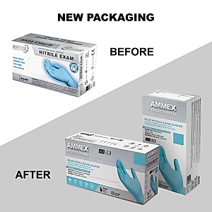 AMMEX Blue Nitrile Exam Gloves, Box of 100, 3 Mil, Size Small, Latex Free, Powder Free, Textured, Disposable, Non-Sterile, Food Safe, APFN42100-BX