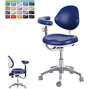 OUBO Brand PU Dark Blue (#4) Medical Dentist's Mobile Chair Doctor and Nurse's Stools with Backrest Armrest