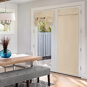 HOMEIDEAS Beige Privacy Blackout French Door Curtains, 26 X 68 Inch Room Darkening Blinds for Glass Door, Thermal Insulated Tie Up Shades Window Curtains for Bedroom, 1 Panel