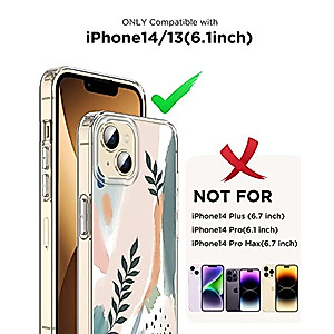 Noyabox iPhone 14 Case for Women, [with Screen Protector] iPhone 13 Case for Women Slim Fit Boho Floral Design, Never Fade Pattern, Shockproof & Non-Fading, 6.1 Inch