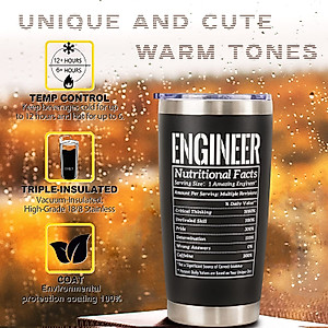 Engineer Tumbler with Lid and Straw- Funny Engineer Gifts for Engineers -Engineer Mug, Cup, Skinny Tumbler - Matte Black Thermal Insulated Tumblers 20 Oz- Nerd Gifts(Nutritional Facts)