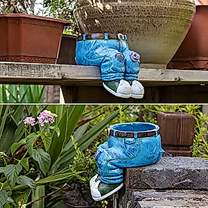 Creative Denim Pants Resin Flower Pot, Planting Pot, Flower Planting Pots Garden Pot Outdoor Indoor Flower Pot Cute Planter Pot DIY Resin Decorative Flower Pot for Home Lawn Yard Deck Railings (A)