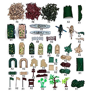 Jumplanma Army Men Military Set 293PCS-Mini Action Figure Play Set with Soldiers, Vehicles,Tanks, Aircrafts & Boats-Pretend Army Base & Military Toy Figurines for Boys