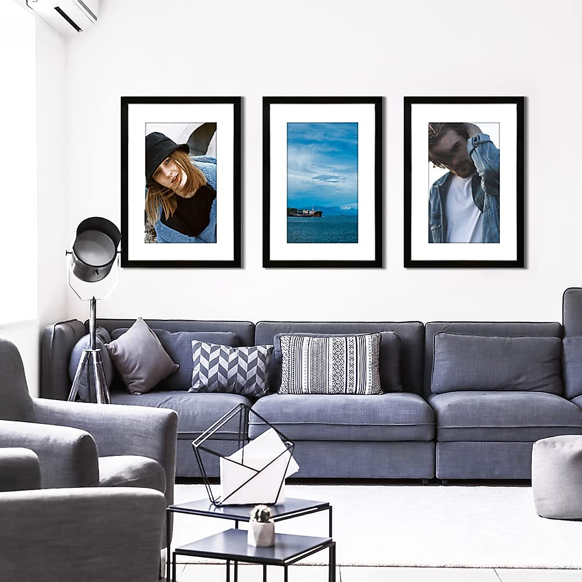 EZOOZE 16x24 Frame, Black 16x24 Picture Frame With Mat 14x20, Wall Hanging Elegant Simplicity Poster Frame, 3-Pack