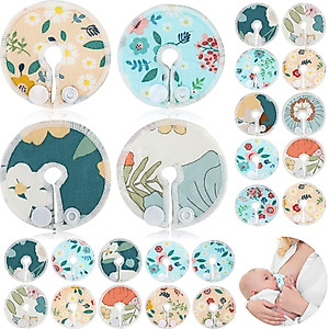 32 Pieces G Tube Button Covers Tube Pad G Tube Pads Holder Cotton Pads for Feeding Support Reusable Feeding Tube Supplies Soft G Tube Covers for Breastfeeding Nursing Care, 4 Designs (Floral)