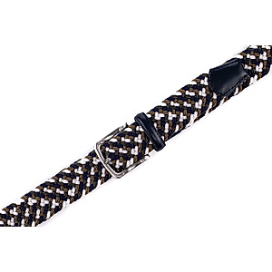 Fabio Valenti Woven Stretchy Braided Belts for Men & Women, Golf Casual Belt (M（ fits waist 33"- 36" ） M, NAVY/WHITE/GRAY)
