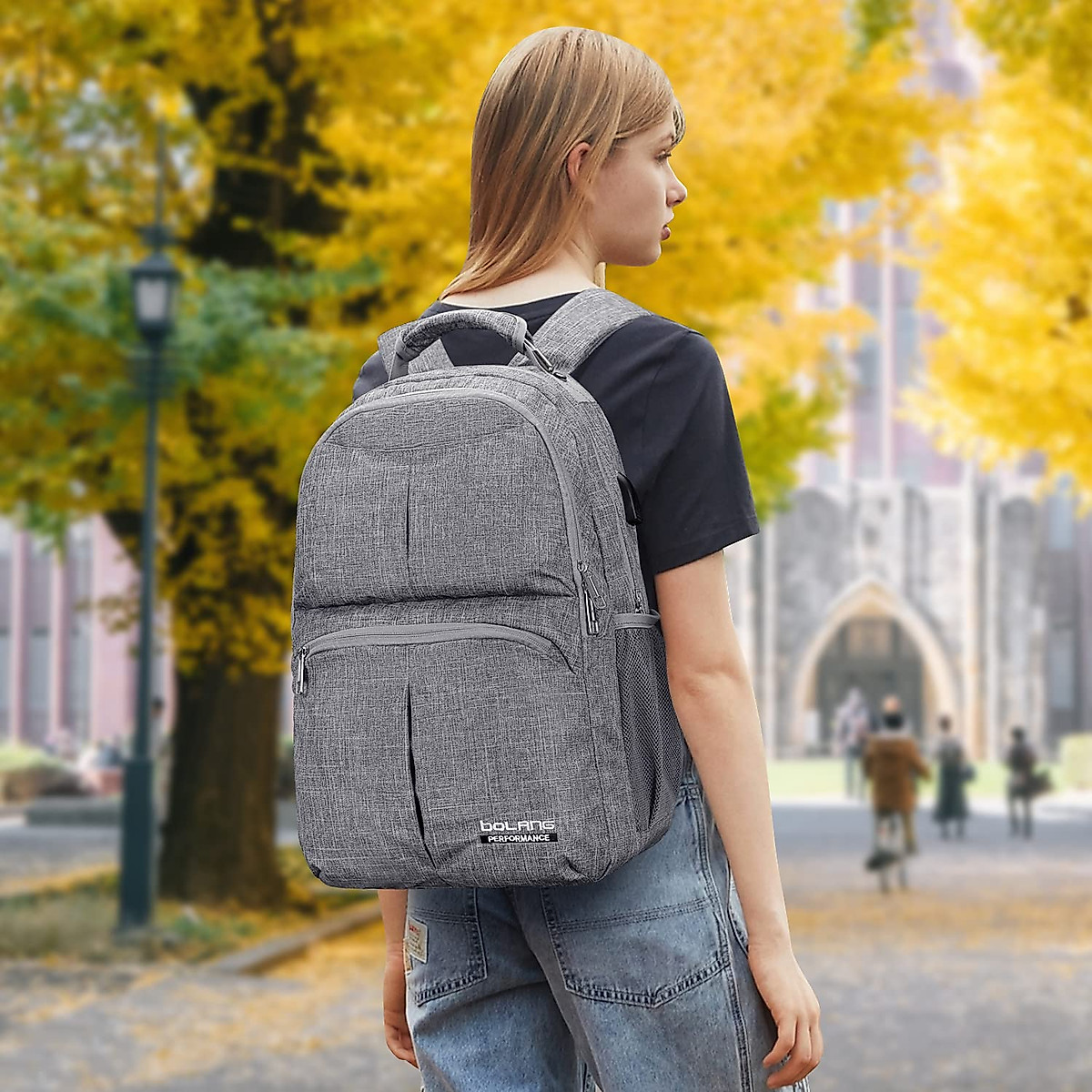 BOLANG Laptop Backpack for Men Water Resistant Travel Backpack Women Laptop Backpacks Fits 16 inch Laptop (8459 Upgraded Grey)