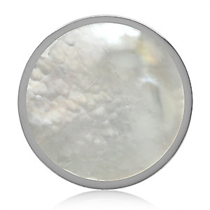 Silvershake 17mm White Mother of Pearl 925 Sterling Silver Floating Slide Circle Modern Style Pendant