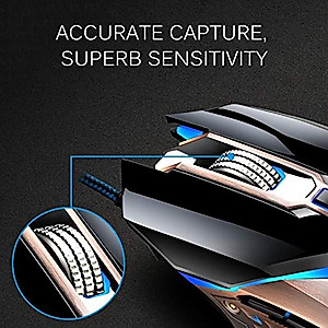 HUFAN T03 USB 3200DPI Four-Speed Adjustable Custom Macro Light Wired Optical E-Sport Gaming Mouse, Length: 1.5m(Black) (Color : White)