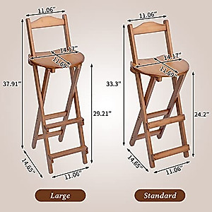 HollyHOME Folding Bamboo Bar Stool with Backrest and Footrest, Indoor&Outdoor Counter Height Back Support Stool with Pedals, Collapsible Dining High Chair for Home, Kitchen, Pub, Party, Patio, Walnut