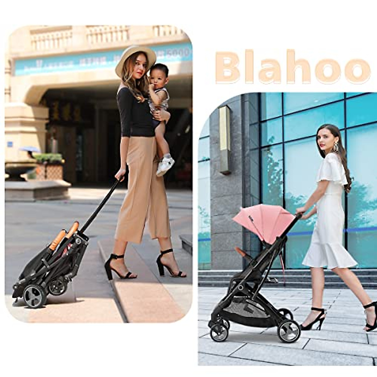Blahoo Lightweight Baby Stroller, Folding Compact Travel Stroller for Airplane, Umbrella Stroller for Toddler(Pink)