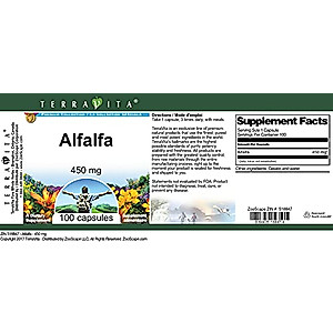 TerraVita Alfalfa - 450 mg (100 Capsules, ZIN: 518847)