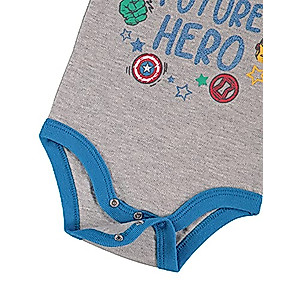 Marvel The Avengers Baby Boys Clothing 3-Piece Set with Bodysuit, Pants, and Bib Baby Boy Clothes (Grey/Blue, 6-9 Months)