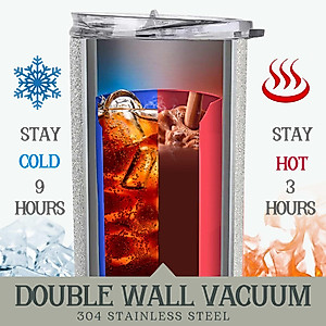 Onebttl Hummingbird Gifts For Women, Her and Hummingbird Lovers - 20oz/590ml Stainless Steel Insulated Glitter Tumbler with Straw - Hummingbird Skinny Tumbler, Coffee Cups - (Sliver)