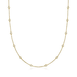 Ross-Simons 14kt Gold Bezel-Set Diamond Station Necklace