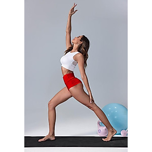 BZB Women's High Waist Yoga Shorts Gym Workout Booty Dance Hot Pants Athletic Butt Lifting Sports Leggings Red