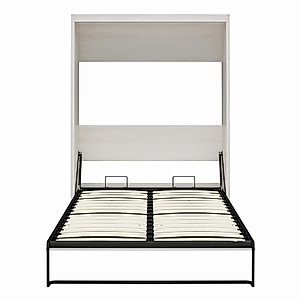 Atlin Designs Modern Wood Queen Size Murphy Wall Bed in Ivory Oak