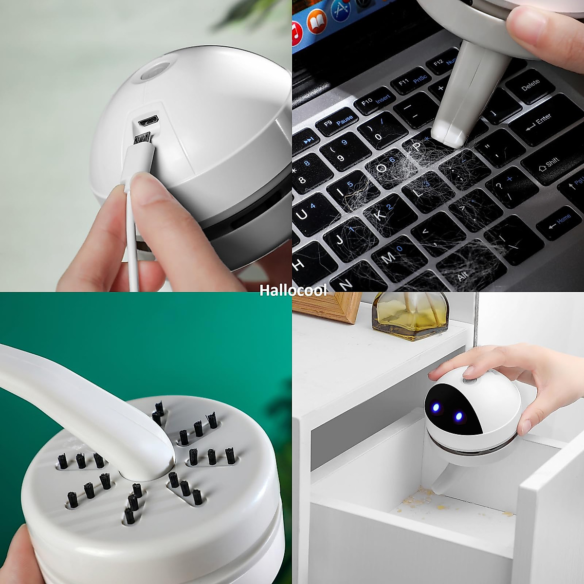 Hallocool Desktop Vacuum Cleaner Mini Desk Vacuum Cleaner Portable Dust Crumb Sweeper Cute USB Vacuum for Picking up Crumbs Eraser Crumbs Pet Hairs Flakes Tiny Items on Desk Tabletop Keyboard