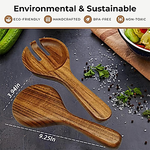 Large Wooden Salad Tongs for Serving - Wooden Serving Spoons - Salad Serving Utensils - Salad Tosser Forks - Giant Wood Salad Servers Set - 2Pcs Salad Hands for Mixing,Tossing and Serving
