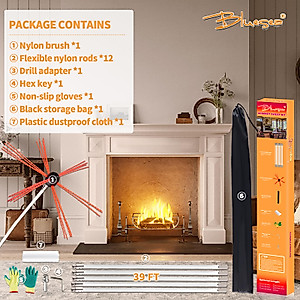 Bluesea 39 Feet Chimney Sweep Kit, Ergonomic Chimney Cleaning Kit, Extends Up to 39 Feet, Chimney Cleaner, Chimney Cleaning Tools, Chimney Cleaning System with Strong Brush, 12 Flexible Chimney Rods