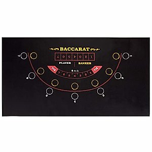 Brybelly Baccarat Casino Mini Felt | Convenient, Space-Saving 36" x 18" Roll-up Gambling Tabletop Mini Mat | Smooth, Black 2mm Mini-Felt for Coffee Table & Kitchen Table Gaming
