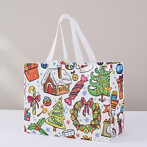 ToolValtz 24 Pack Christmas Gift Bags, Christmas Tote Bags with Handles, Reusable Non-Woven Christmas Treat Bags for Gift Wrapping, Shopping,Xmas Holiday Party Supplies Decor, 12.8×9.8×6.7"