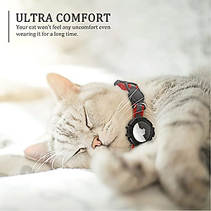 Airtag Cat Collar Breakaway, Reflective Kitten Collar with Apple Air Tag Holder and Bell, Lightweight Tracker Cat Collars for Girl Boy Cats, Kittens, Puppies (Red, S)